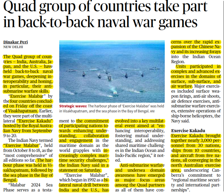 Quad group of countries take part in back-to-back naval war games