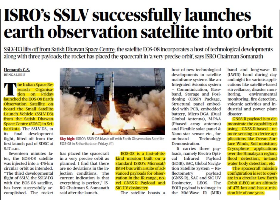 ISRO’s SSLV successfully launches earth observation satellite into orbit