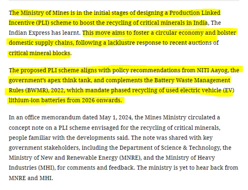 Critical mineral recycling: Govt plans PLI scheme to boost circular economy
