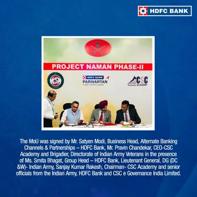 HDFC Bank, Indian Army, and CSC Academy Expand Project NAMAN to Support ...
