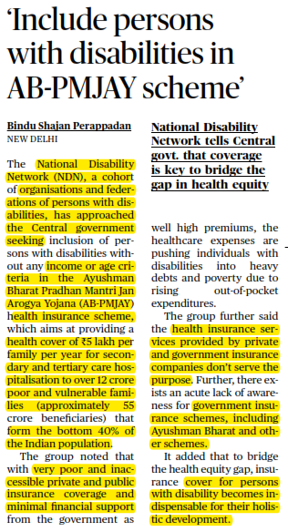 ‘Include persons with disabilities in AB-PMJAY scheme’